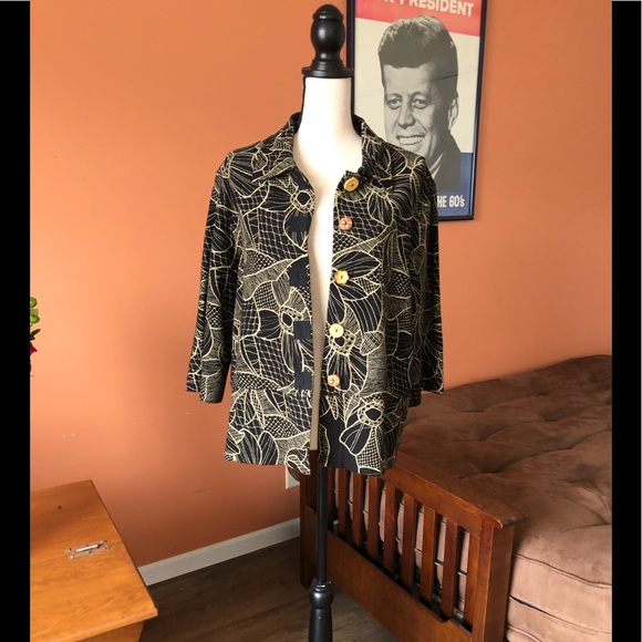 Onque Casuals | Jackets & Coats | Onque Casuals Black Tan Patterned ...